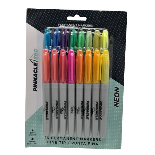 Marcador Neon Permanente Punta Fina Colores Surtido Pinnacle360 Pqt.16 ...